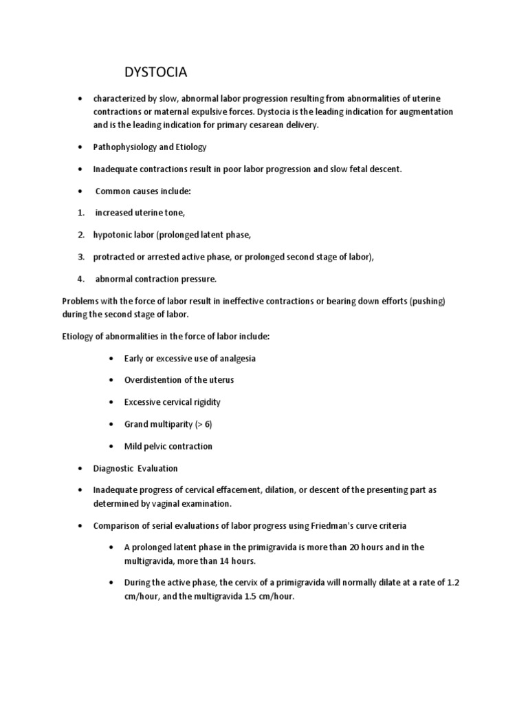 Dystocia | PDF | Childbirth | Uterus