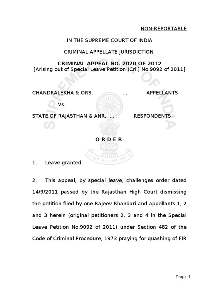 498A Quash Judgement Partial | PDF | Appeal | Common Law