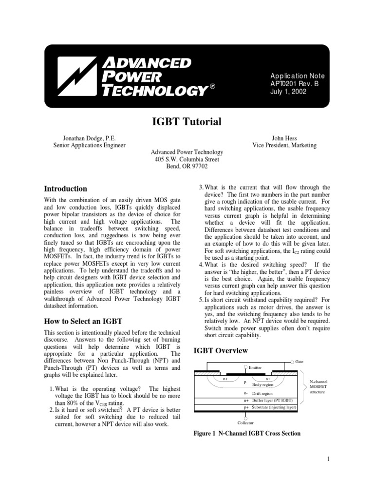 IGBT Tutorial | PDF | Bipolar Junction Transistor | Field Effect Transistor