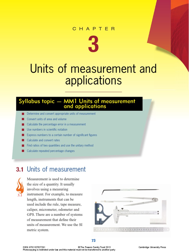 Chapter 3 Units of Measurement and Application | PDF | Fraction ...