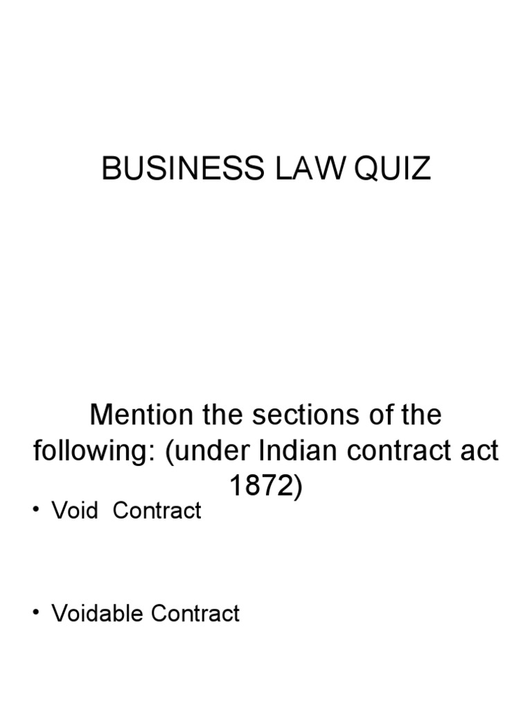 Business Law Quiz Overview | PDF | Law