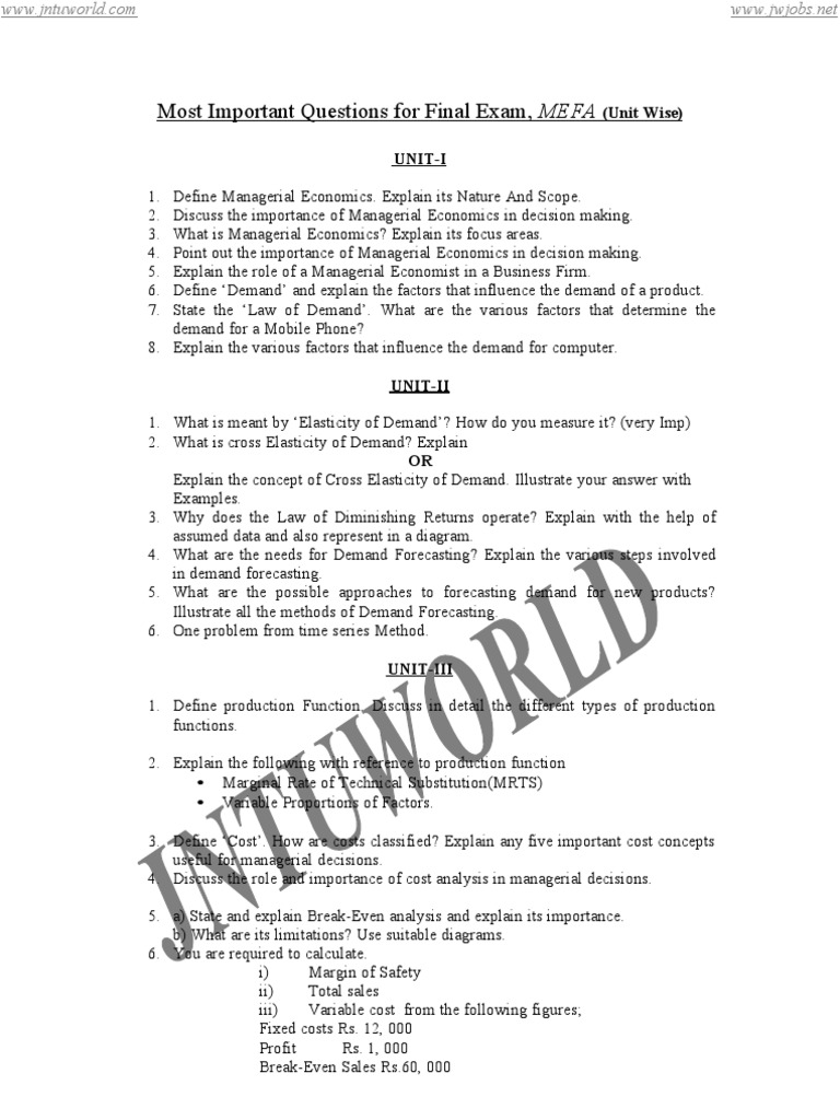 MEFA Exam Key Questions and Topics | PDF | Capital Budgeting | Monopoly