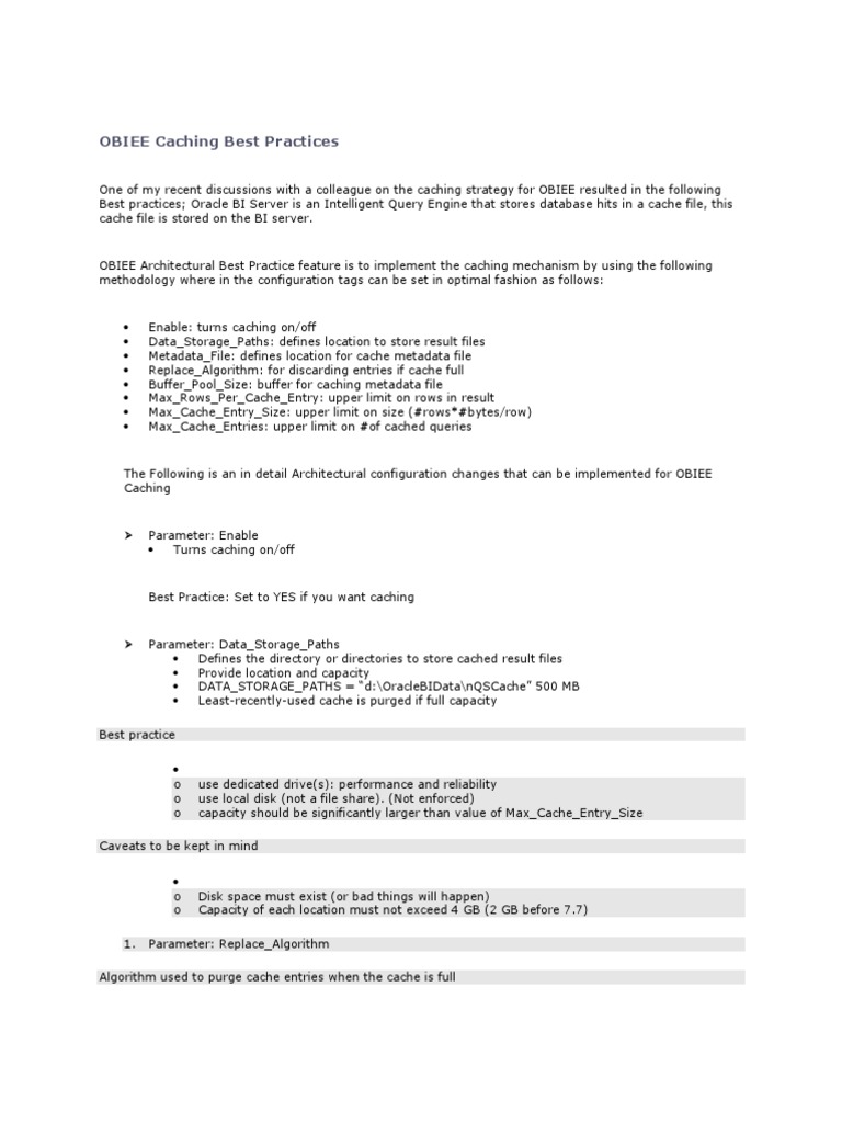 OBIEE Cache Optimization Guide | PDF | Cache (Computing) | Computer File