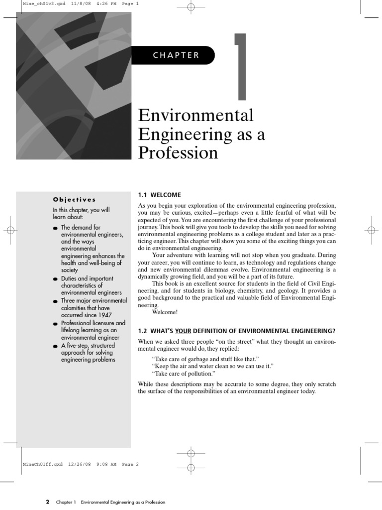Environmental Engineering As A Profession | PDF | Environmental ...