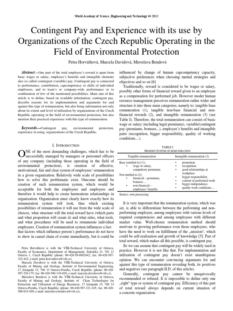 Contingent Pay | PDF | Motivation | Motivational