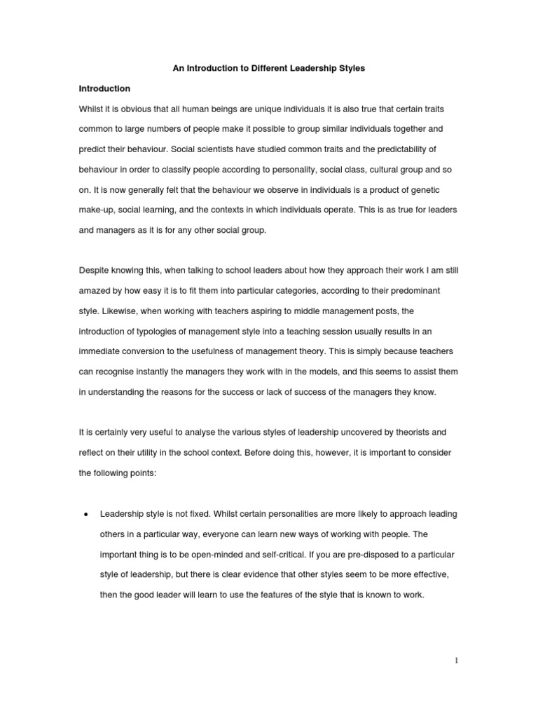 An Introduction to Different Leadership Styles | Alfred North Whitehead ...