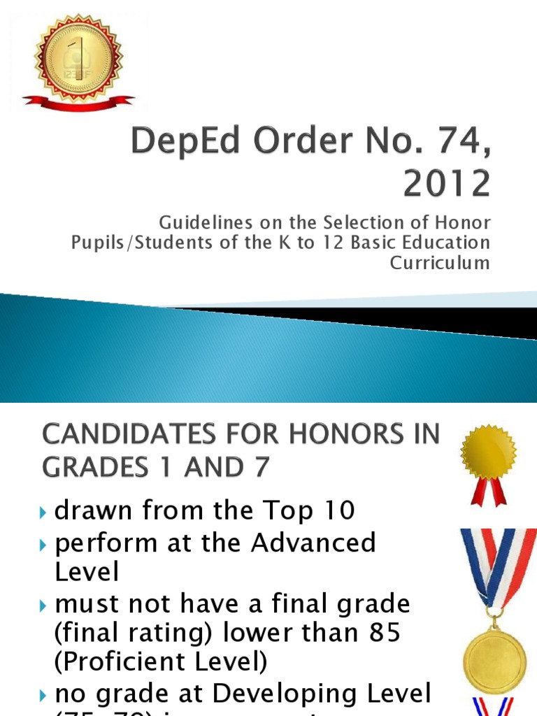 Guidelines On The Selection of Honor Pupils/Students of The K To 12 ...