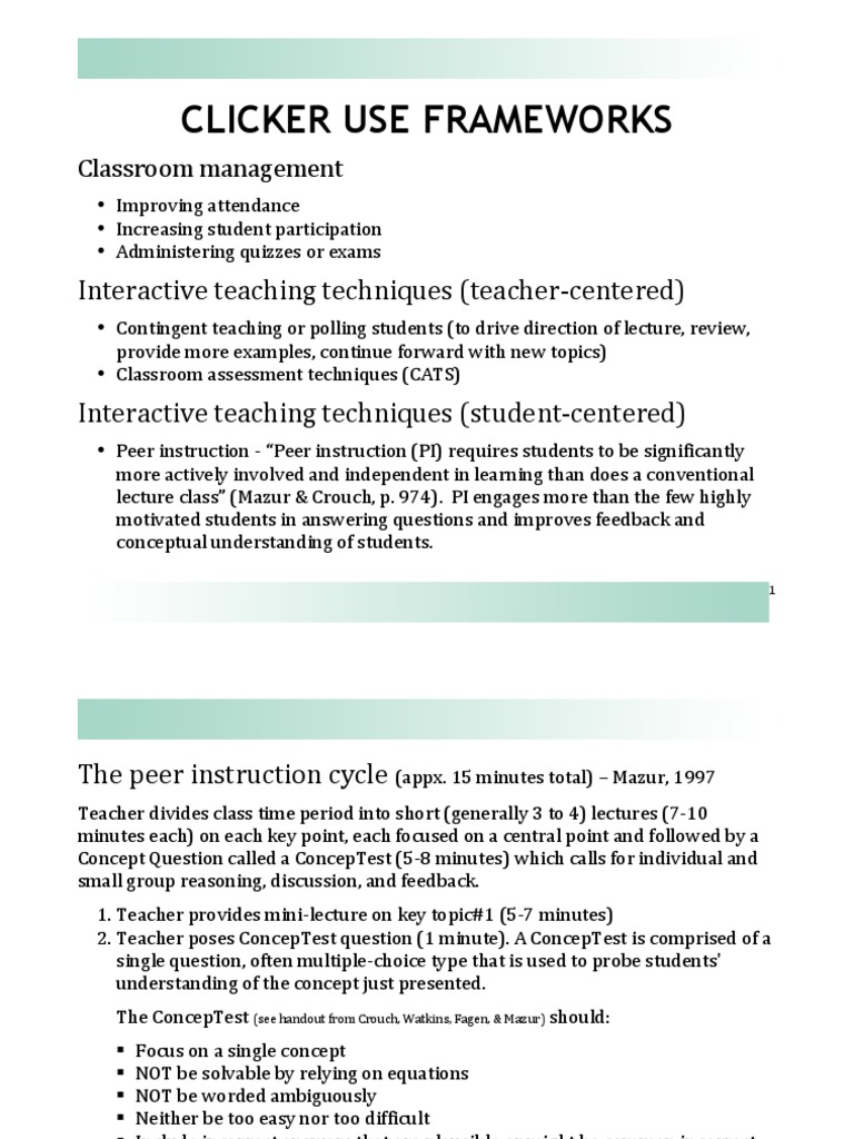 Classroom Clicker Techniques | PDF | Lecture | Test (Assessment)