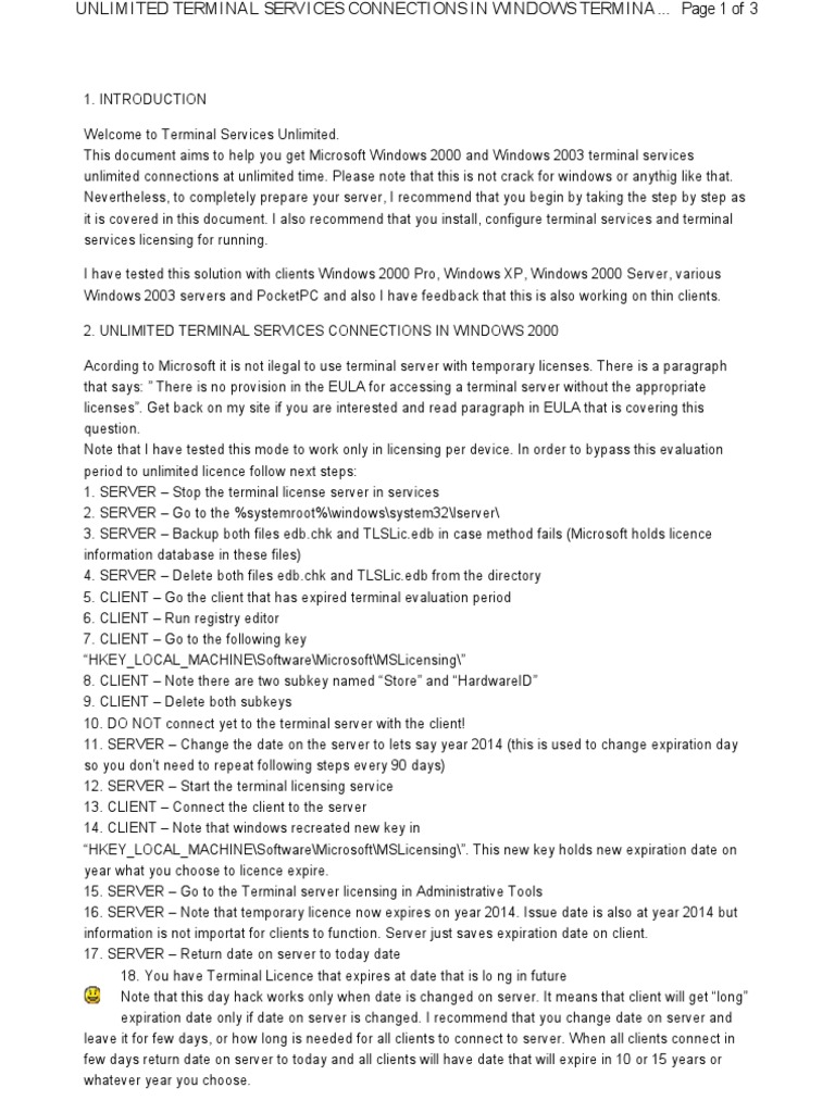 Terminal Server | PDF | Remote Desktop Services | Windows Server 2003