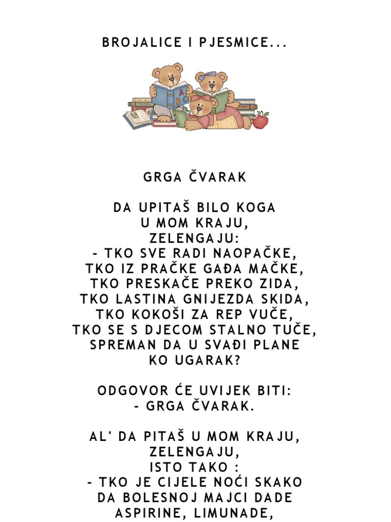 Brojalice I Pjesmice | PDF