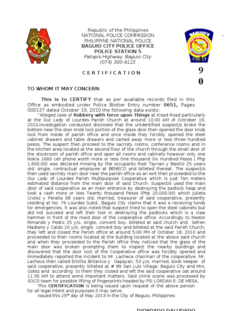 Robbery With Force Upon Things October 19, 2010 | Law Enforcement ...