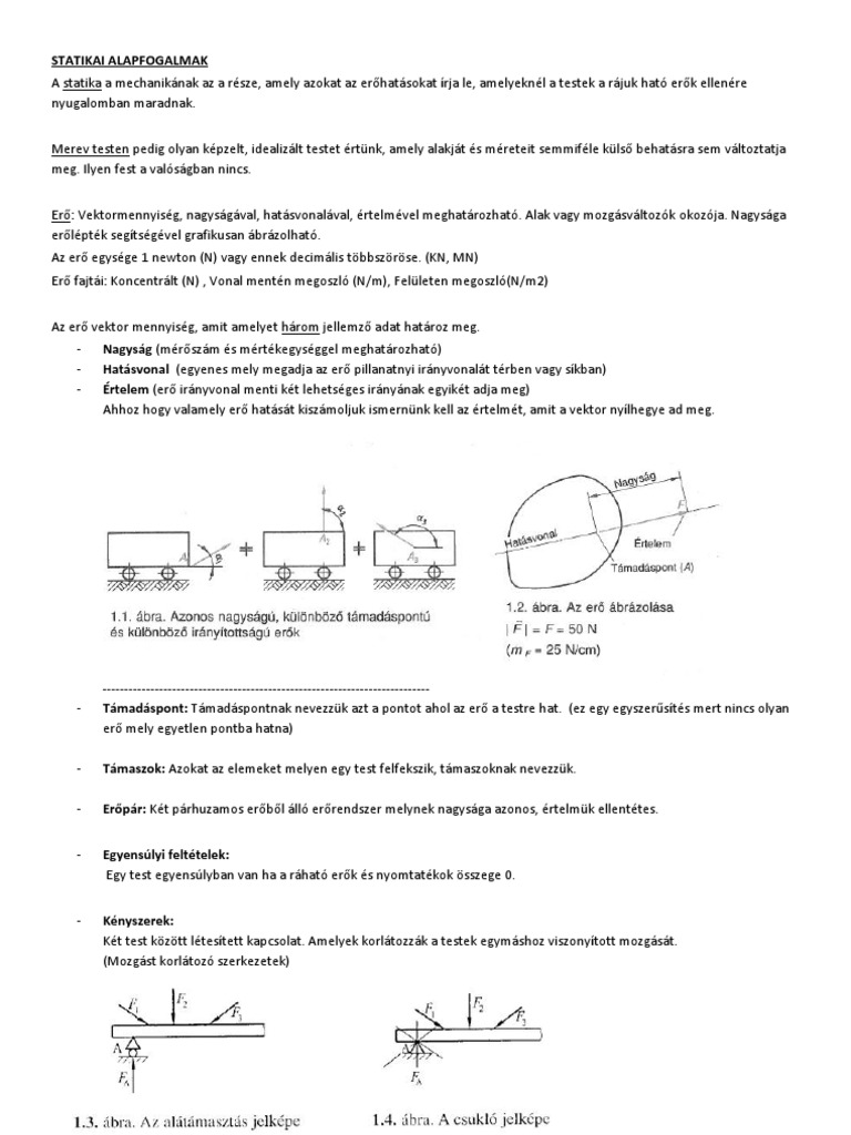 1 STATIKA - Statikai Alapfogalmak | PDF