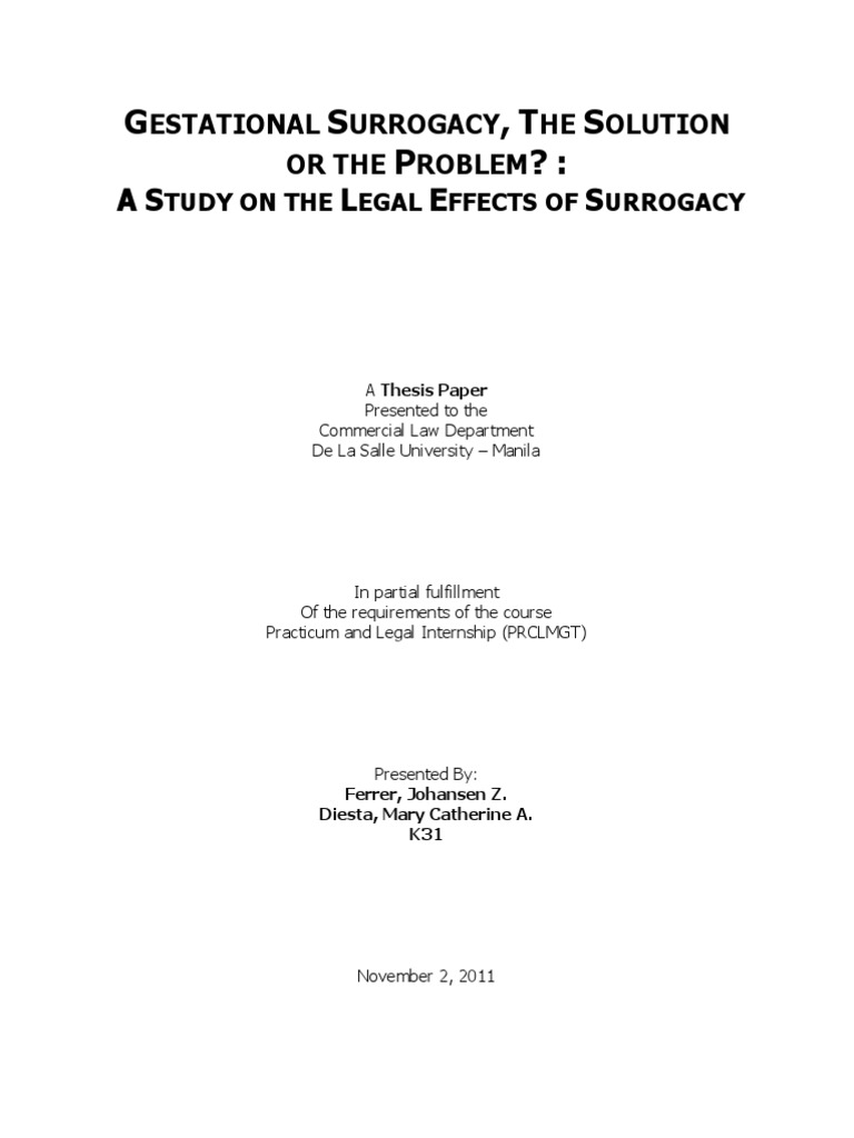 Gestational Surrogacy, The Problem or The Solution | PDF | Surrogacy ...