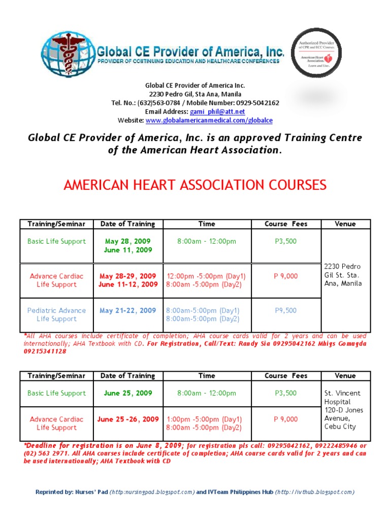 AHA BLS and ACLS Training in Philippines | PDF | Cardiology | Emergency ...