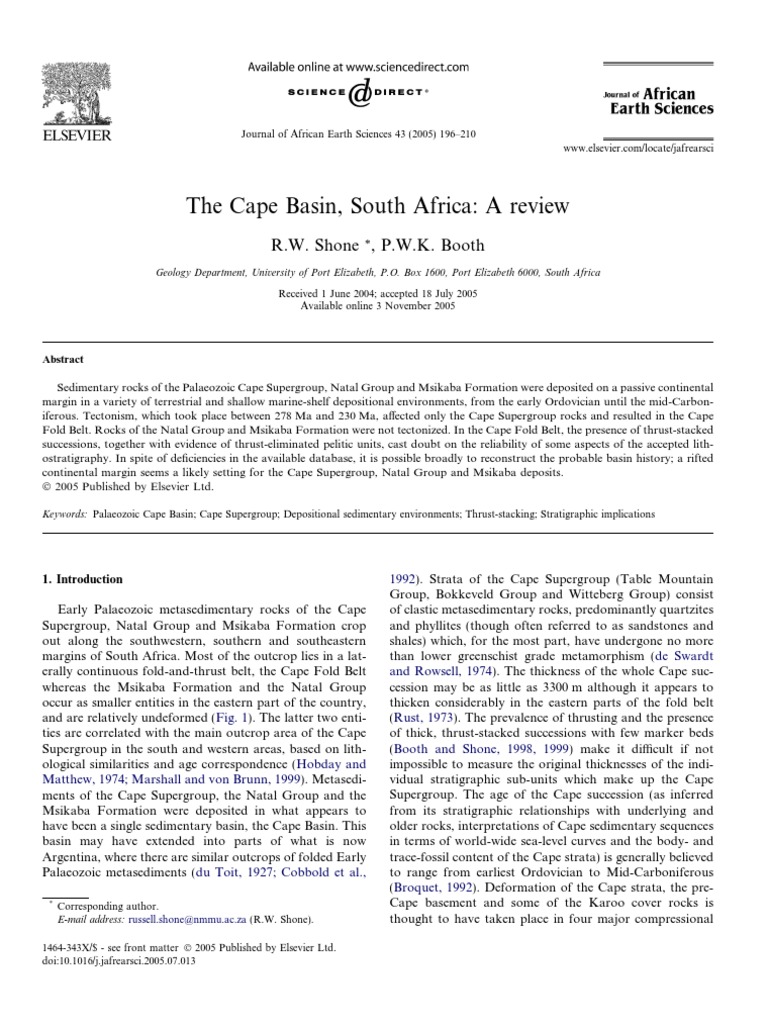 Cape Basin South Africa | PDF | Sedimentary Rock | Sedimentary Basin