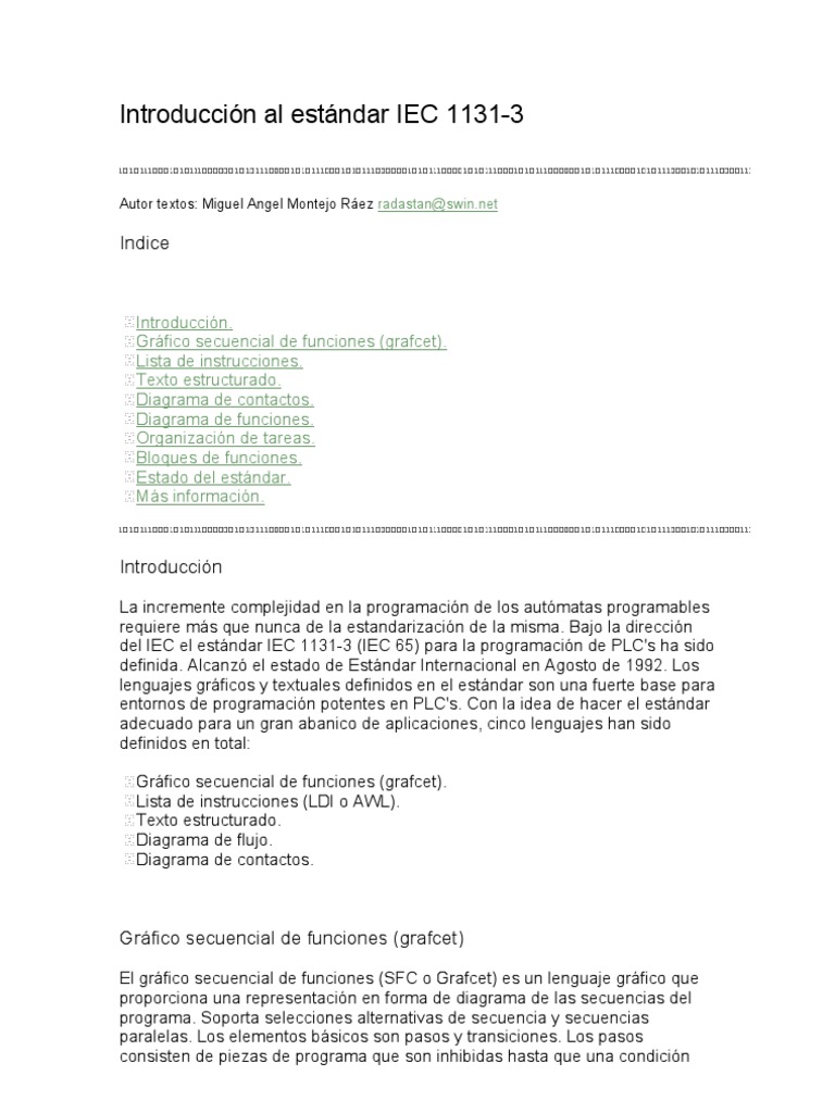 Introducción Al Estándar IEC 1131 | PDF | Lenguaje de programación ...
