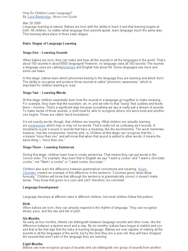 How Do Children Learn | PDF | Language Development | Verb