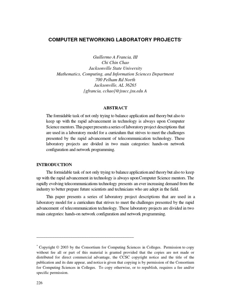 Computer Networking Laboratory Projects | Download Free PDF | Ip Address | Computer Network
