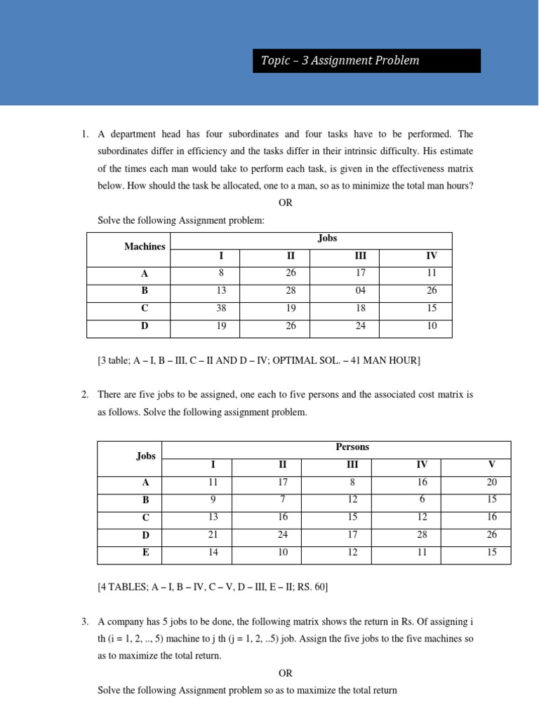 Operations Research Assignment - 5 A.P | PDF | Algorithms And Data ...