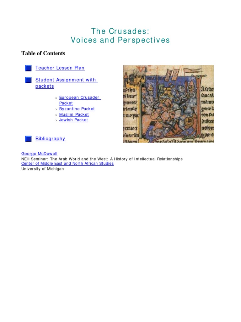 Crusades Perspectives: Student Project Guide | PDF | Byzantine Empire ...