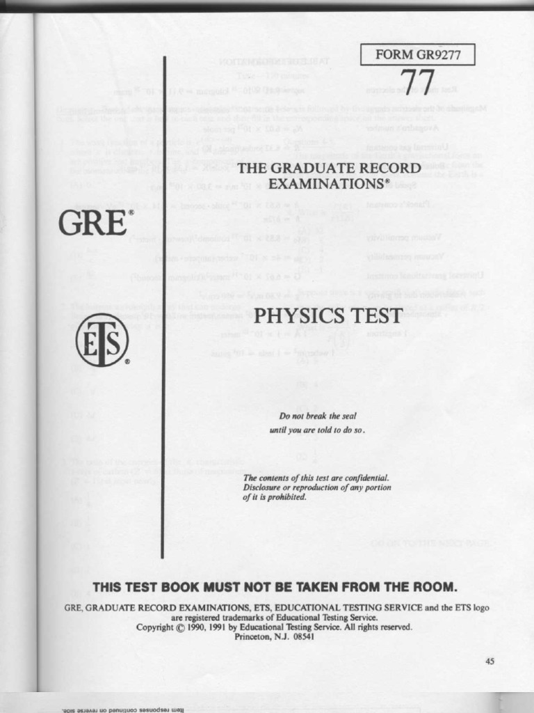 PracticeTest-Physics GRE 9277 | PDF
