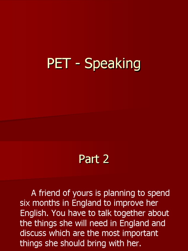 PET - Speaking | PDF