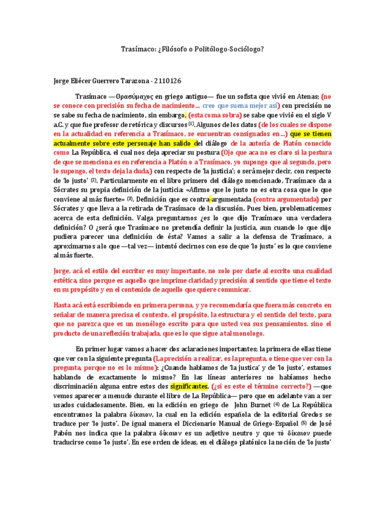 Trasímaco: Sociólogo o Filósofo? | PDF | Sócrates | Justicia