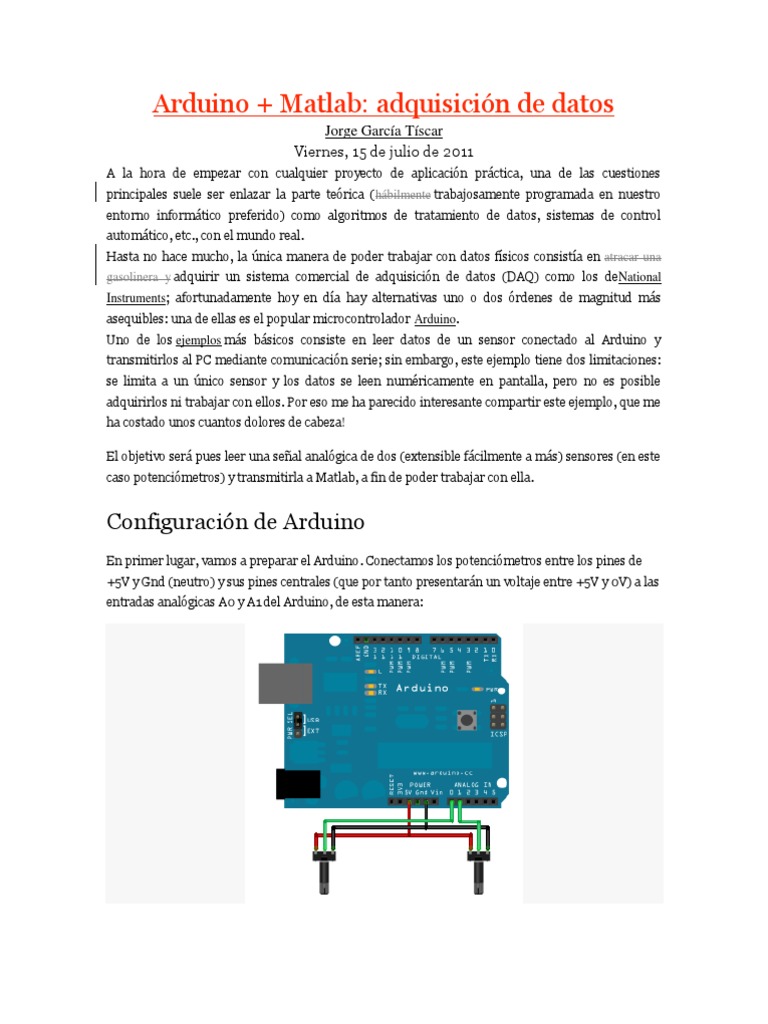 Arduino y Matlab: Datos en Tiempo Real | PDF | Arduino | Adquisición de datos