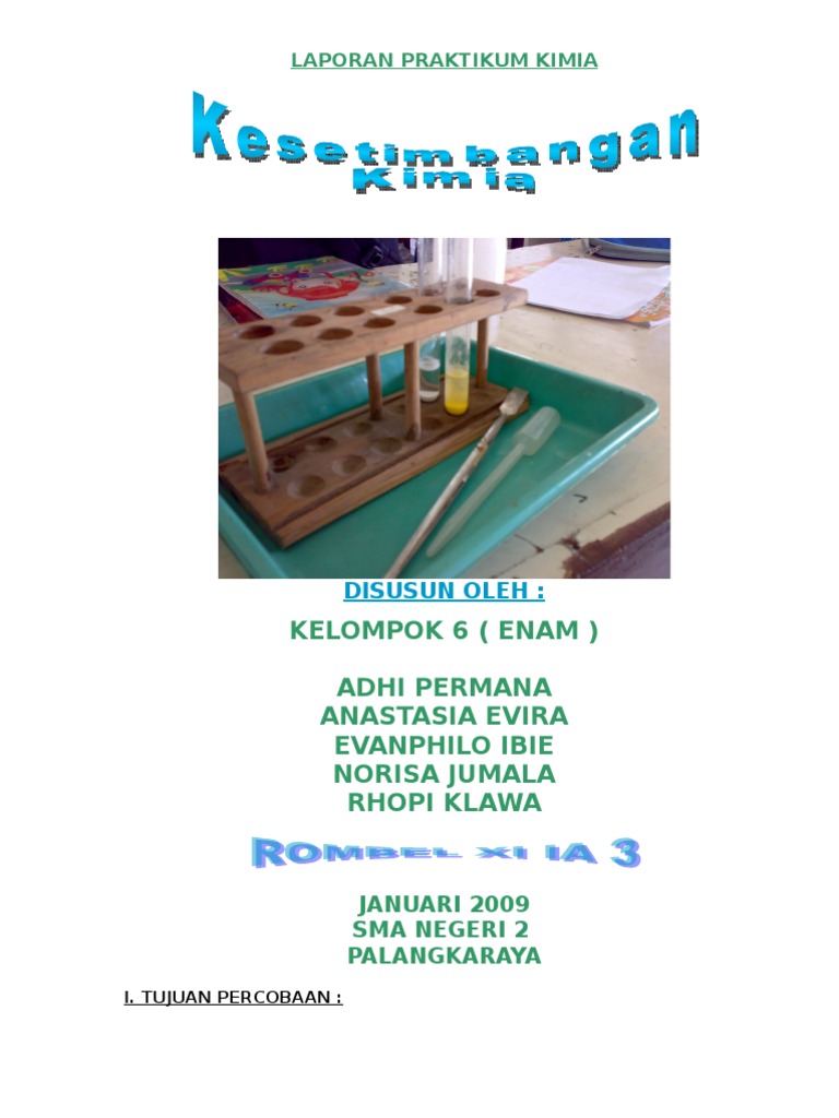 LAPORAN PRAKTIKUM KIMIA-Kesetimbangan Kimia | PDF