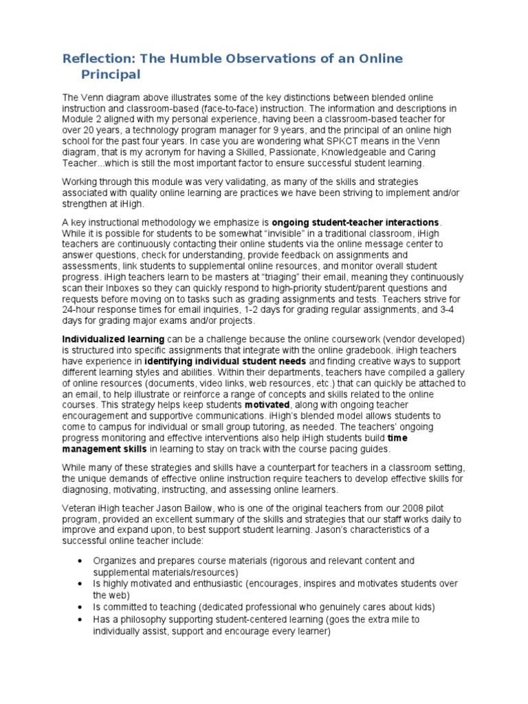 Module 2 Reflection Venn | Download Free PDF | Teachers | Motivation