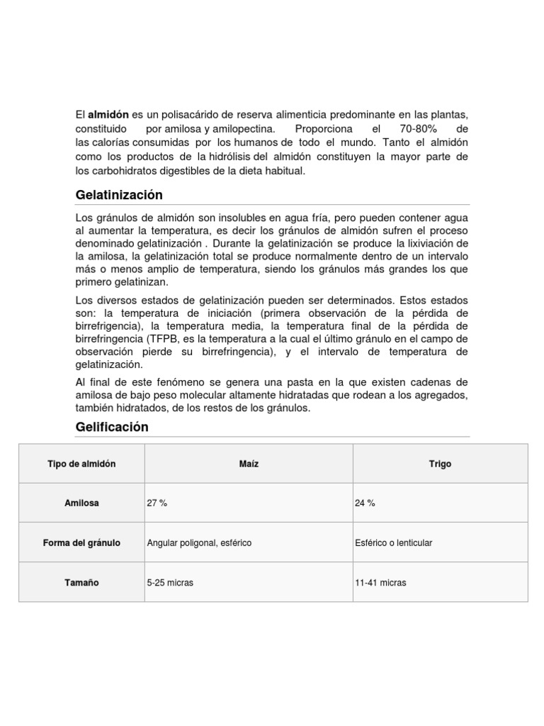 El Almidon | PDF | Almidón | Química