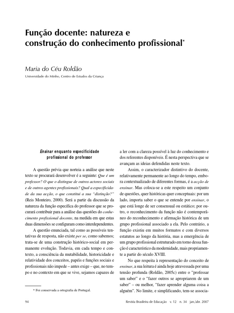 Maria Do Céu Roldão FuncaoDocente | PDF