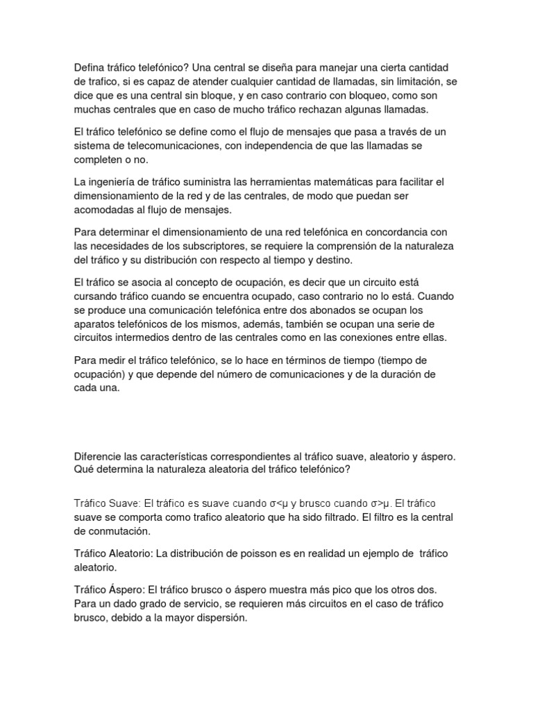 Defina Tráfico Telefónico | PDF | Science | Enseñanza de matemática
