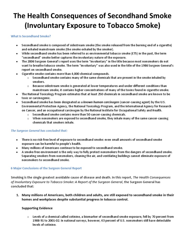Health Risks of Secondhand Smoke | PDF | Smoke | Cigarette