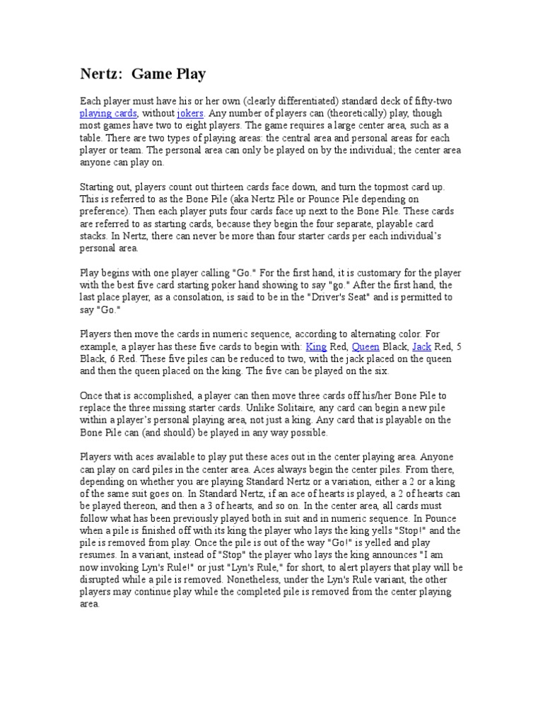 Nertz | PDF | Lottery | Playing Cards