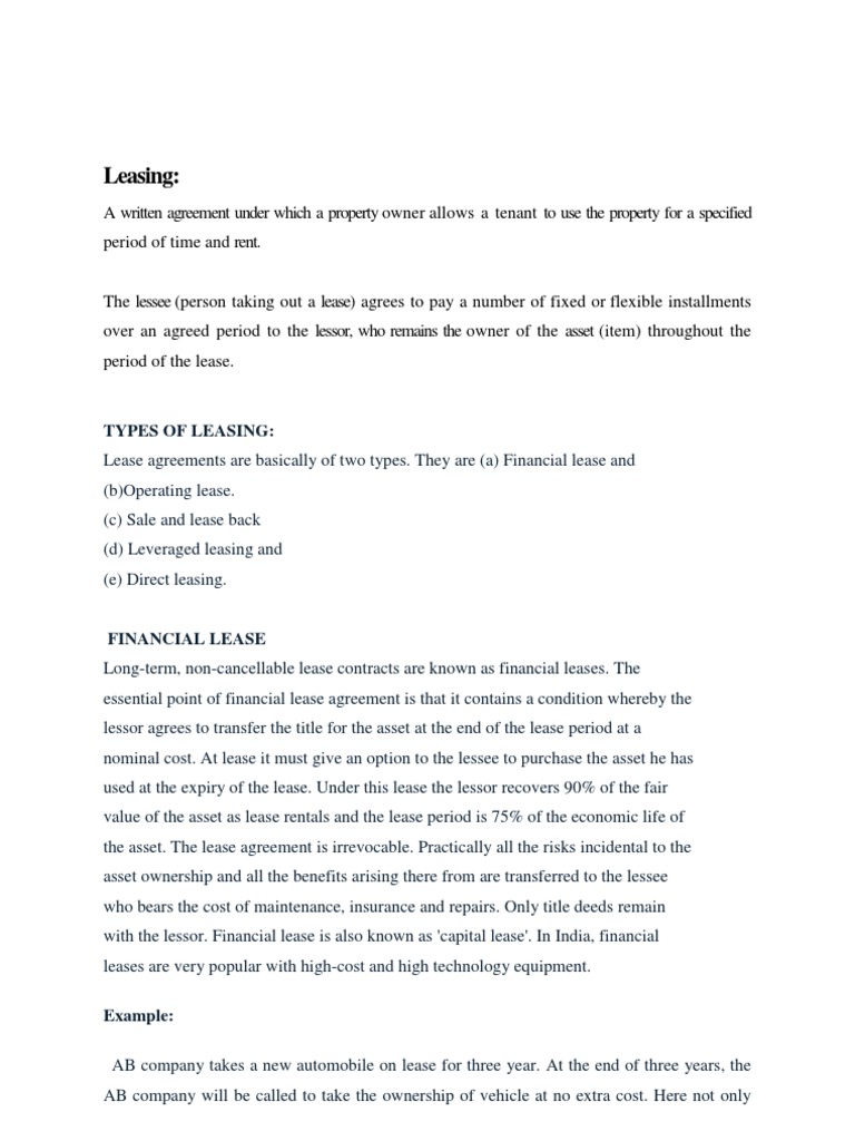 Types of Leasing | PDF | American Depositary Receipt | Bonds (Finance)
