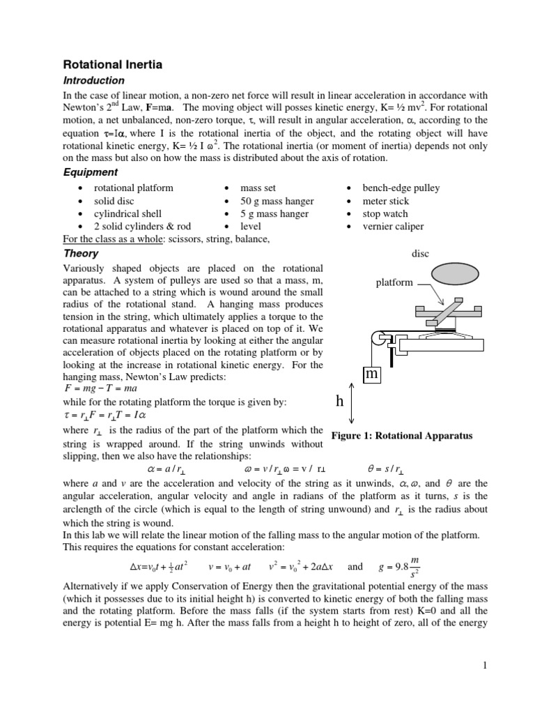 Rotational Inertia: Ma T MG F | PDF | Rotation Around A Fixed Axis | Torque