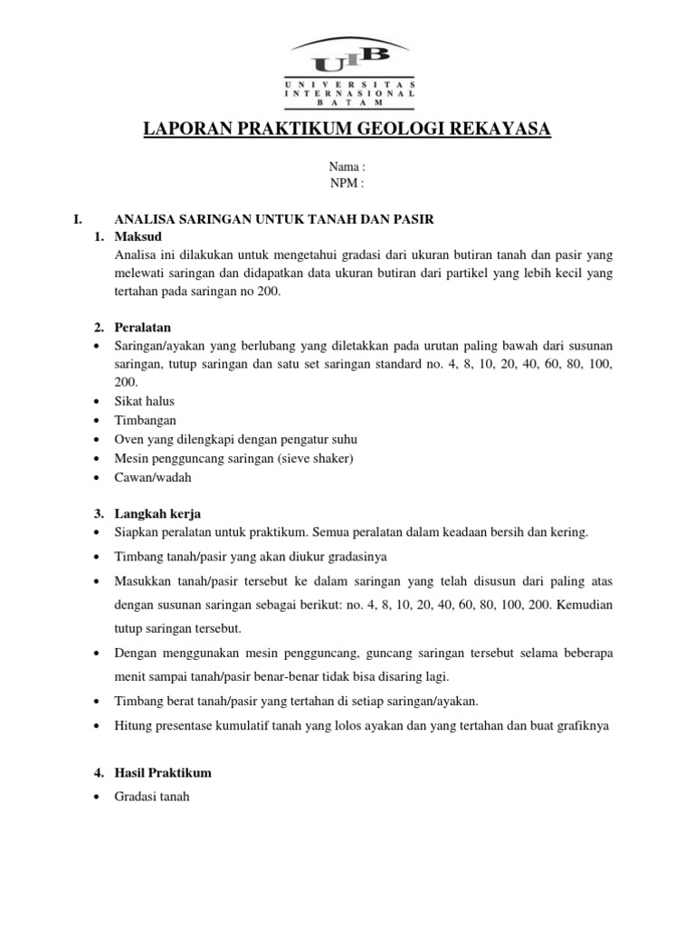 Laporan Praktikum Geologi Rekayasa | PDF | Griya & Taman | Teknologi & Rekayasa