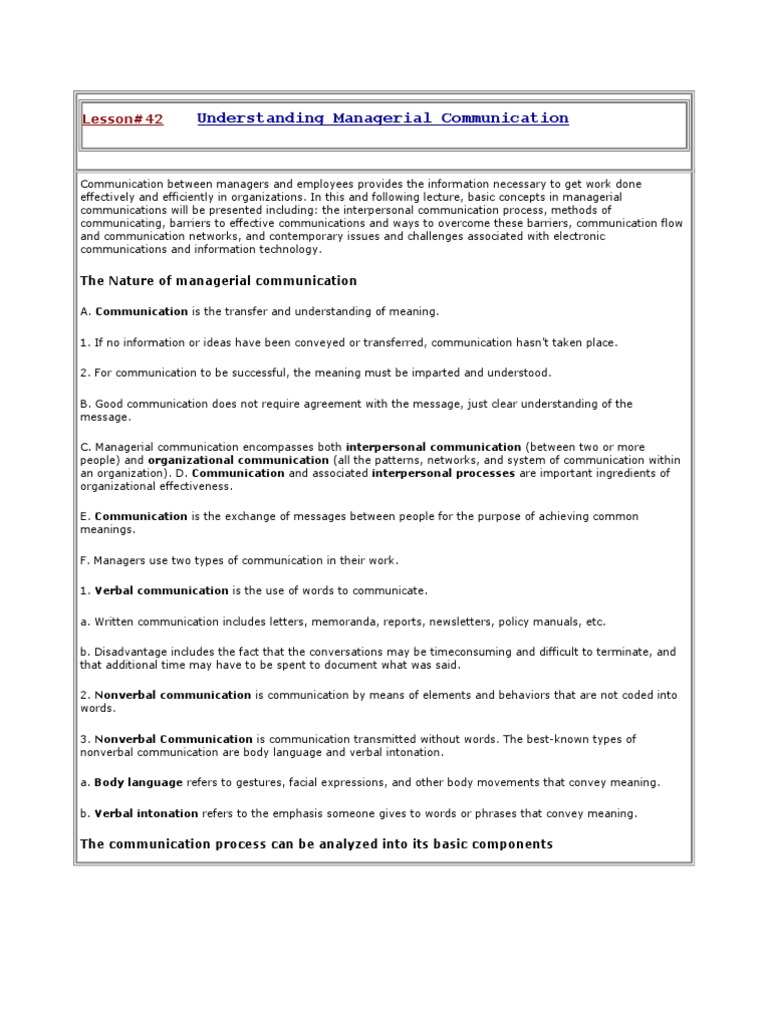 Understanding Managerial Communication | PDF | Interpersonal ...