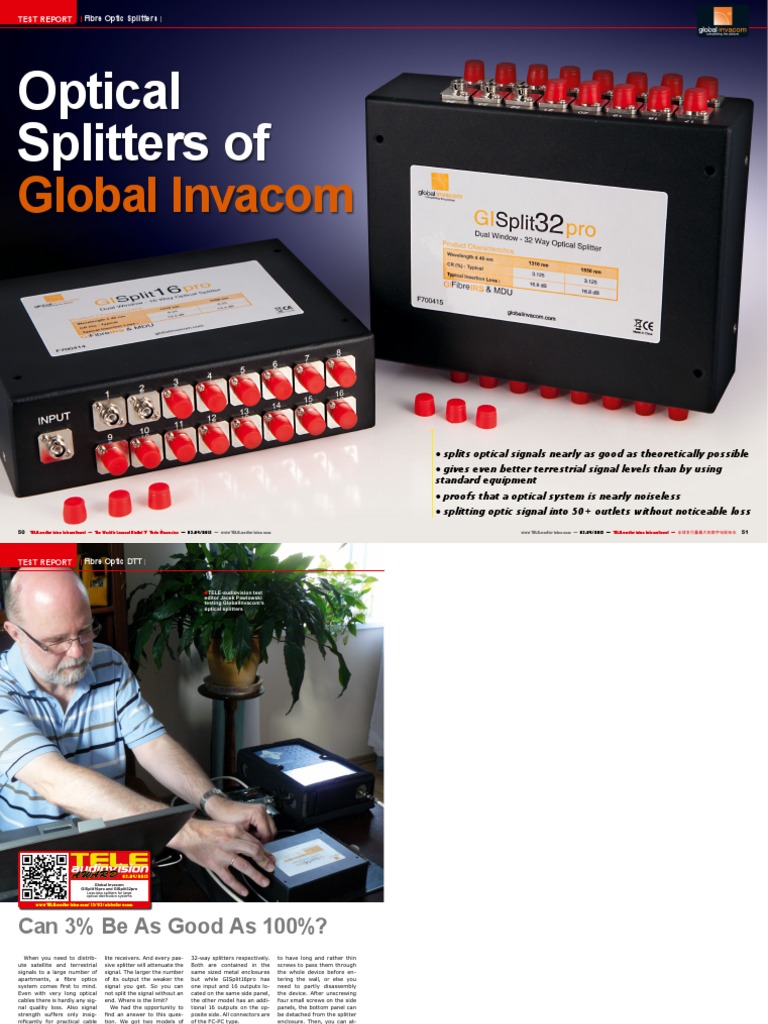 Optical Splitters Of: Global Invacom | PDF | Decibel | Electricity