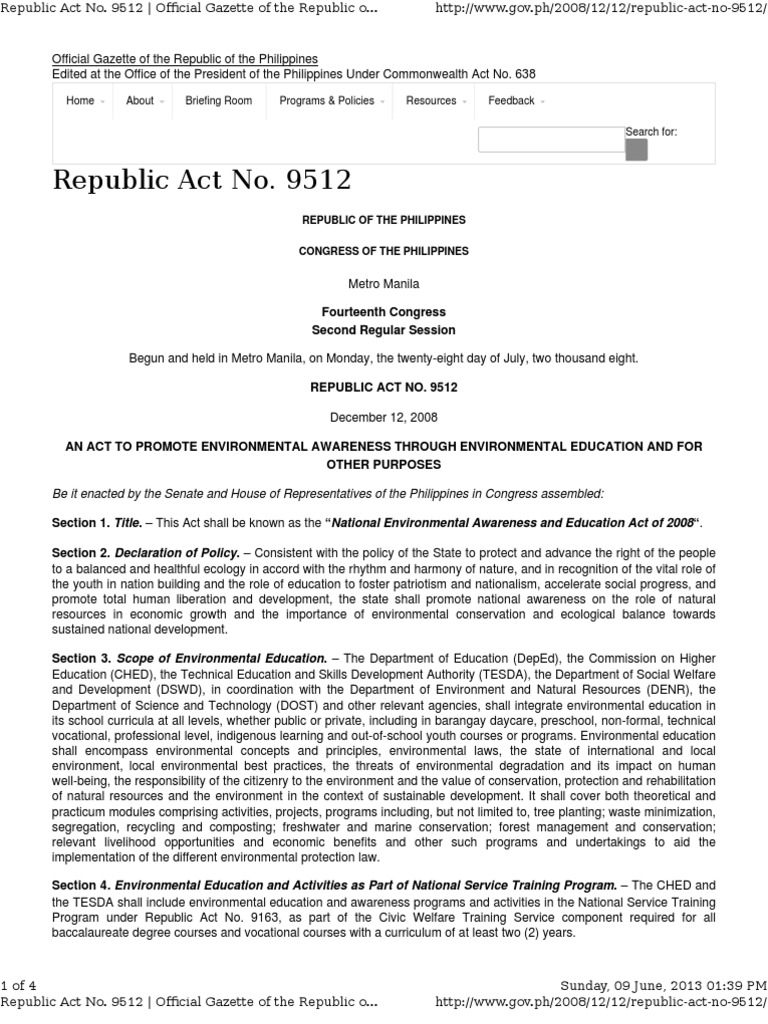 Republic Act No. 10121 | PDF | Environmental Law | Environmental Protection