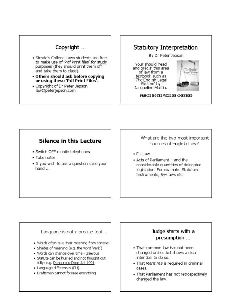 Statutory Interpretation | PDF | Politics | Law