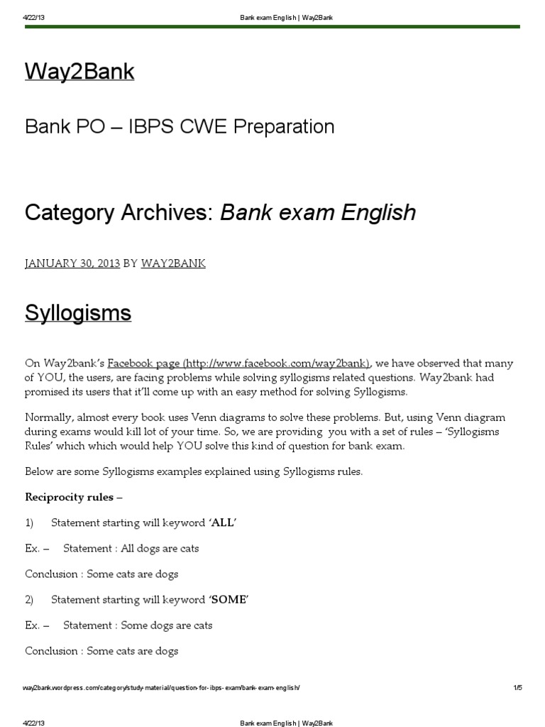 Bank Exam English - Way2Bank | PDF | Teaching Mathematics