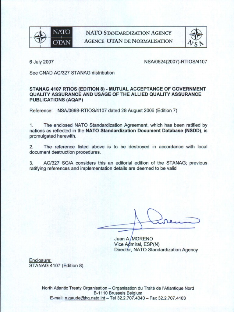 STANAG 4107 | Nato | Ratification