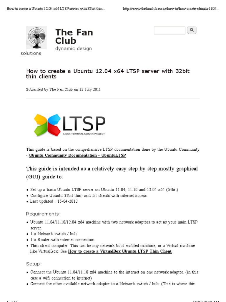 How To Create A Ubuntu 12.04 x64 LTSP Server With 32bit Thin Clients - How To - The Fan Club ...