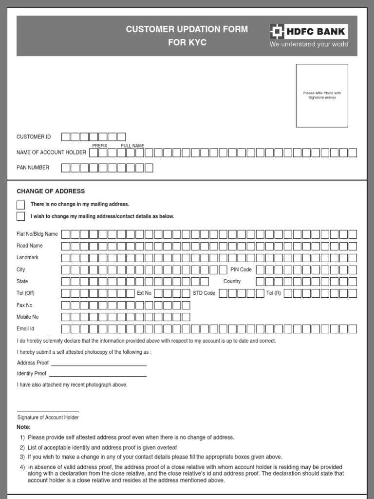 Customer Updation Form BW | PDF | Identity Document | Government And ...