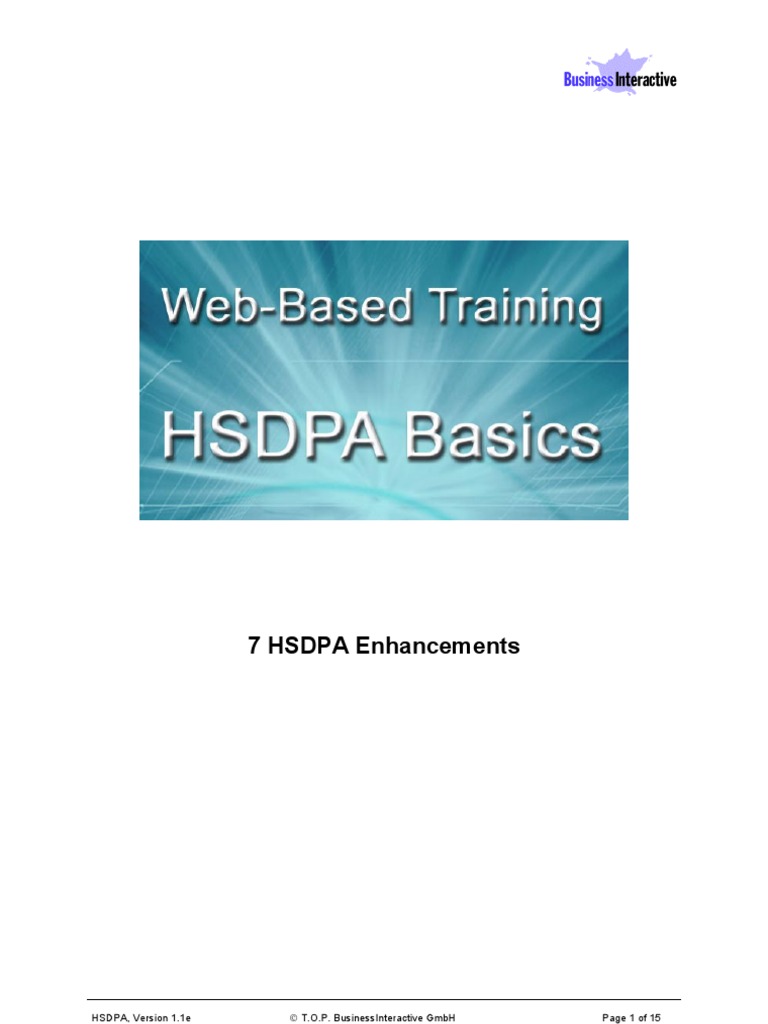 7 Hsdpa Enhancements: Hsdpa, Version 1.1E T.O.P. Businessinteractive ...