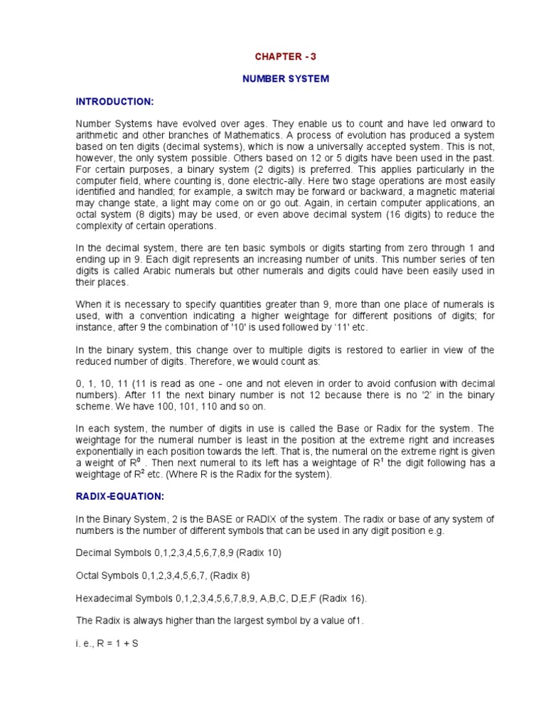 Number System: Chapter - 3 | PDF | Theory Of Computation | Naming ...