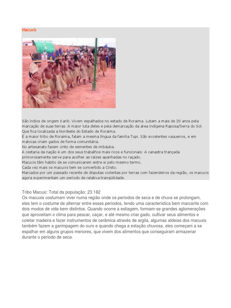 Macuxis | PDF | Povos indígenas das Américas | Chuva