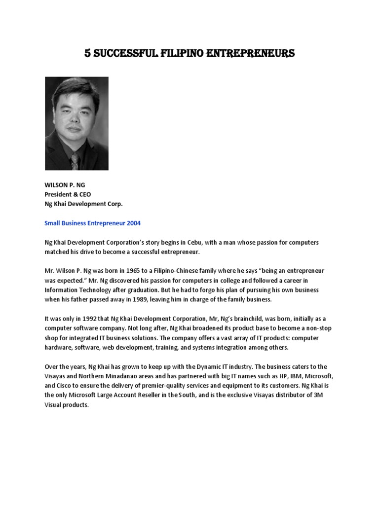5 Successful Filipino Entrepreneurs | PDF | Entrepreneurship | Philippines